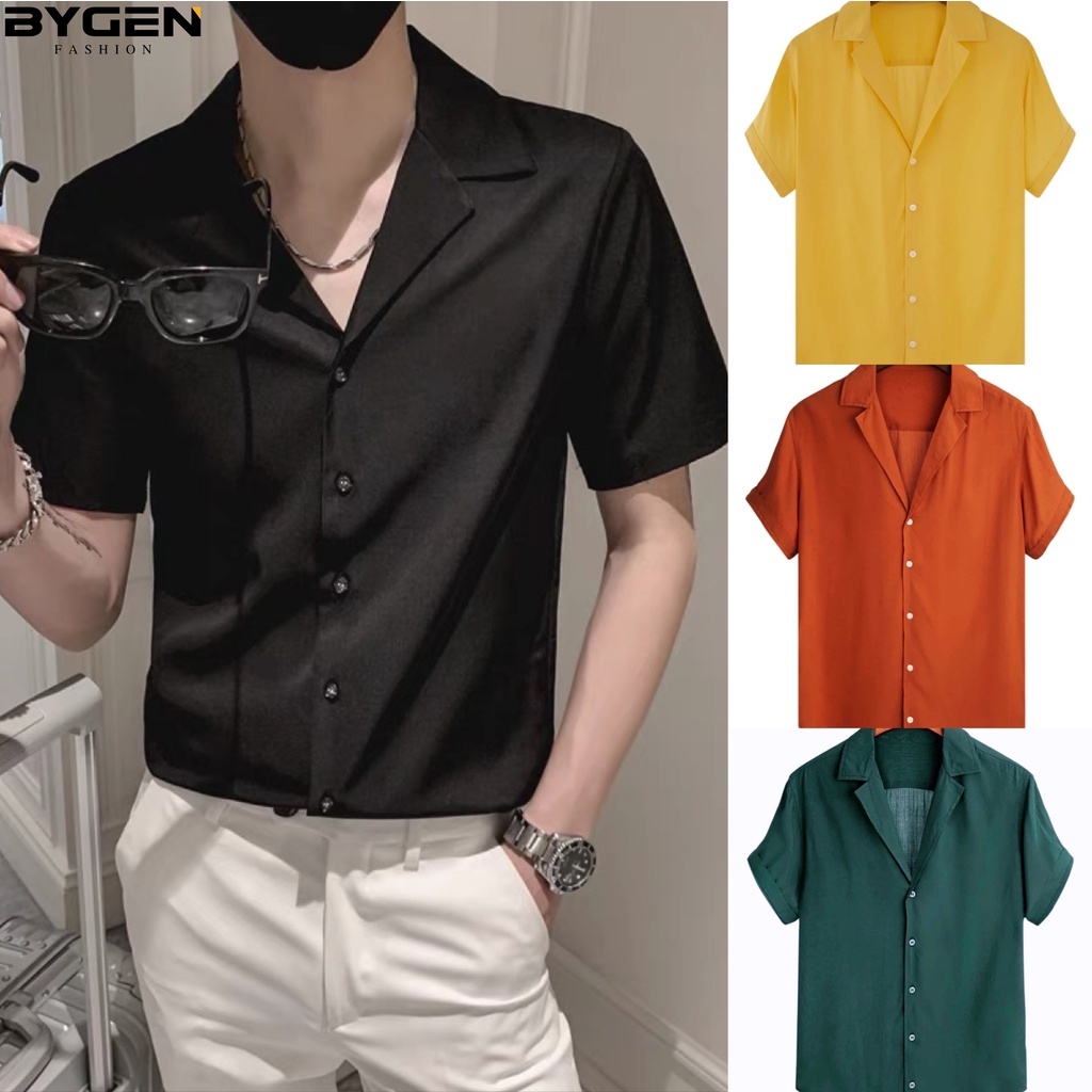 Bygen Men Lapel Neck Button Up Polo Shirt Korean Style Shopee Philippines