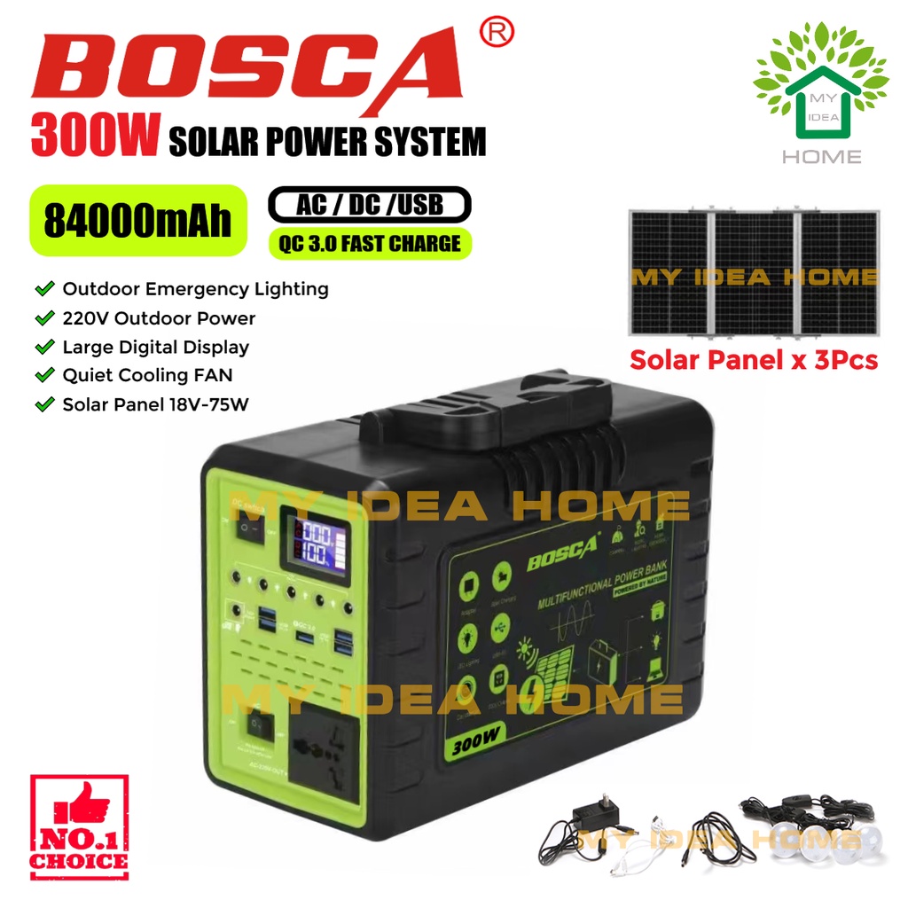 BOSCA 300W Solar Power System AC220V Complete SET Multifunctional ...