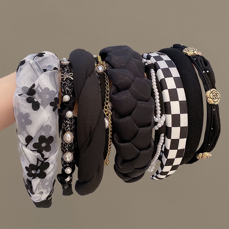 Black Headband High-end Elegant Temperament Wide Hair Band Hair Bundle ...