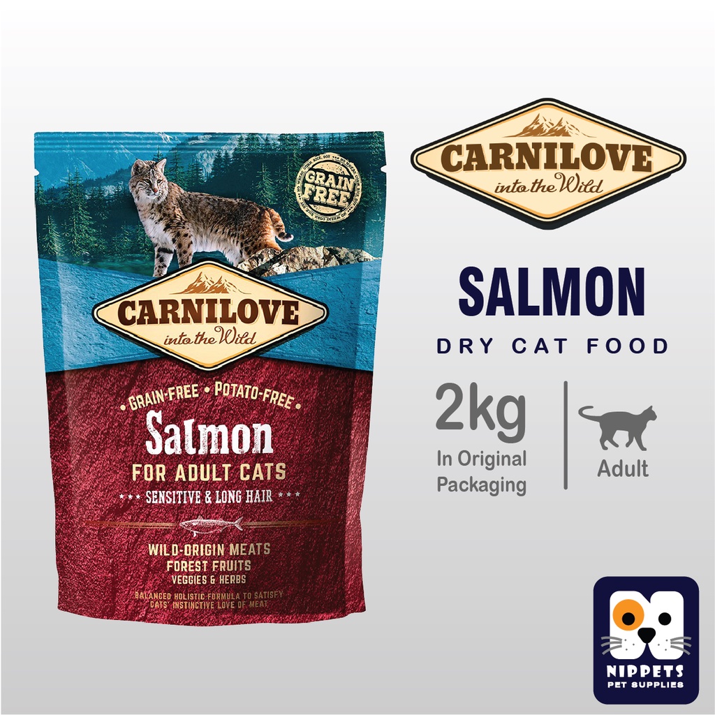 CARNILOVE Sensitive and Long Hair Salmon Flavor Dry Cat Food for Adult ...