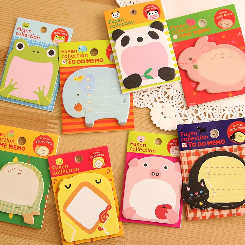 8 20-page packs of children's stickers, sticky notes, big animal ...