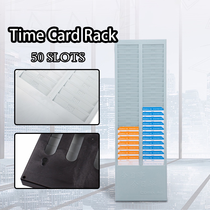 50 Slots Time Card Rack Attendance Recorder Punch Time Rack Wall ...