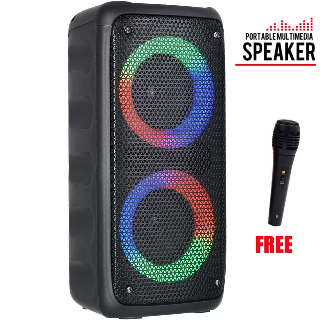 Original RGB Lights Dual Karaoke Wireless Bluetooth Speaker with Mic ...