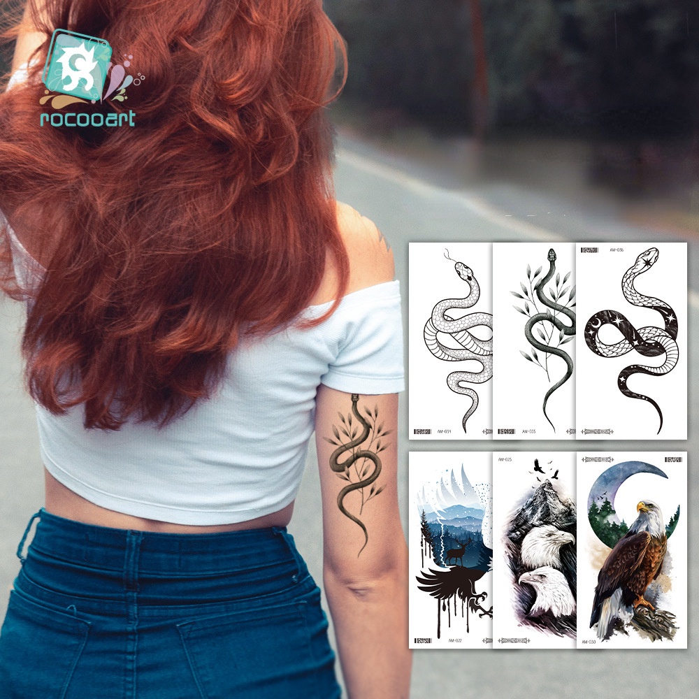 Ins Fashion Various Eagle Snake Tattoo Sticker Waterproof Removable ...