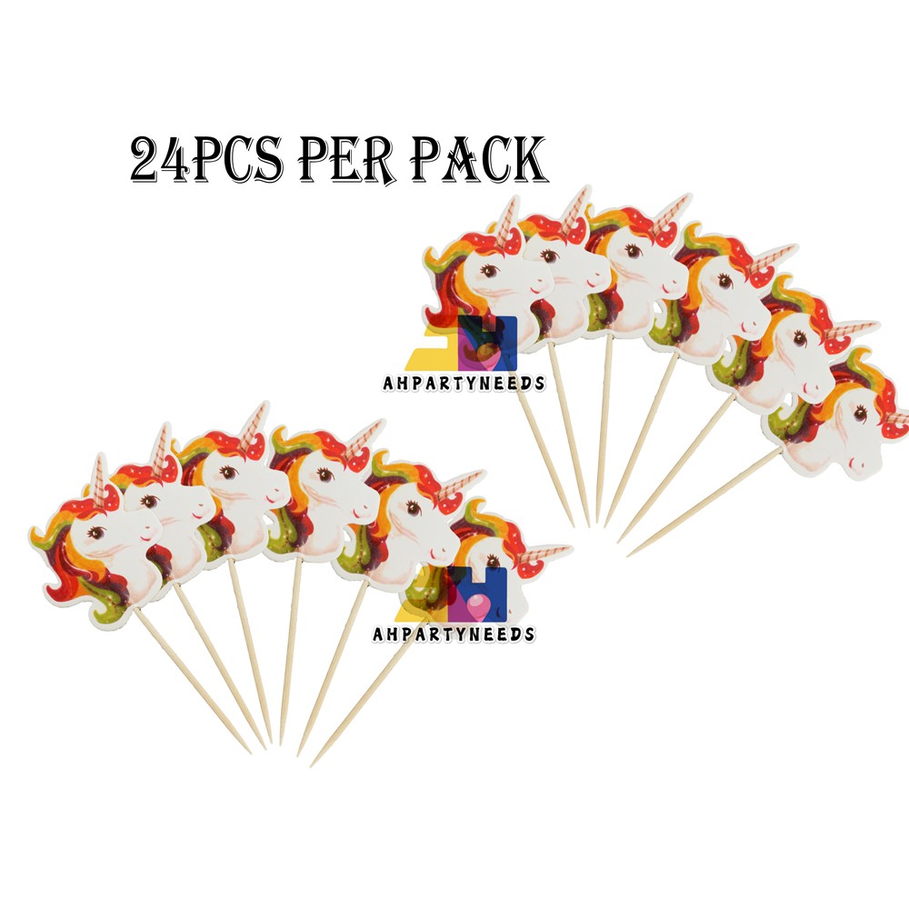 Unicorn Toothpick Cupcake Topper 24pcs Pack Made In Paper For