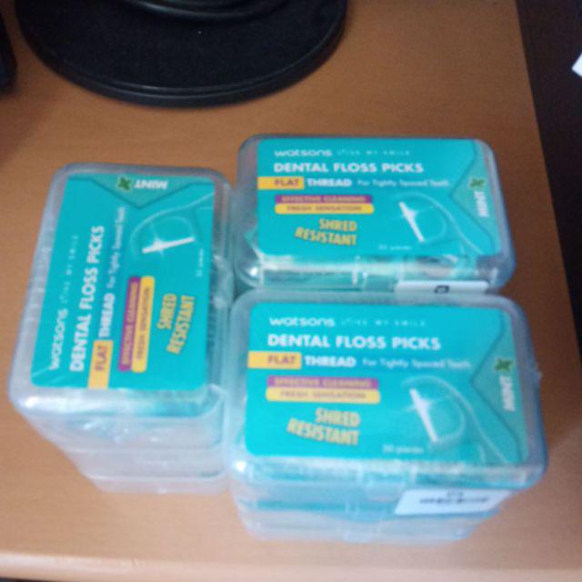 Watsons Flat Thread Mint Dental Flossers Loose Box 50s x3 | Shopee ...