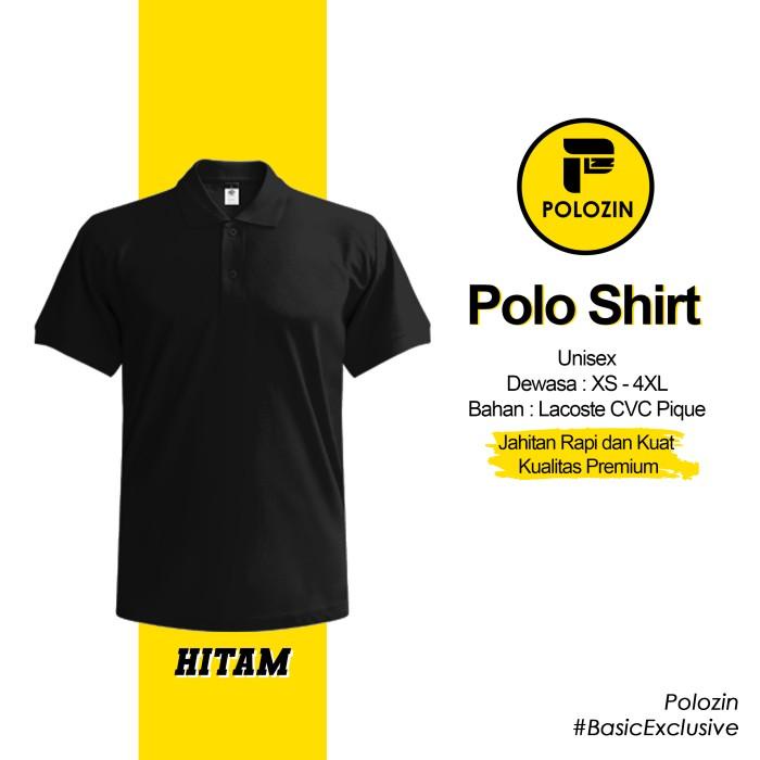 HITAM PRIA Plain Collar Polo Shirt For Men Women Lacos CVC Pique - Black, Black,