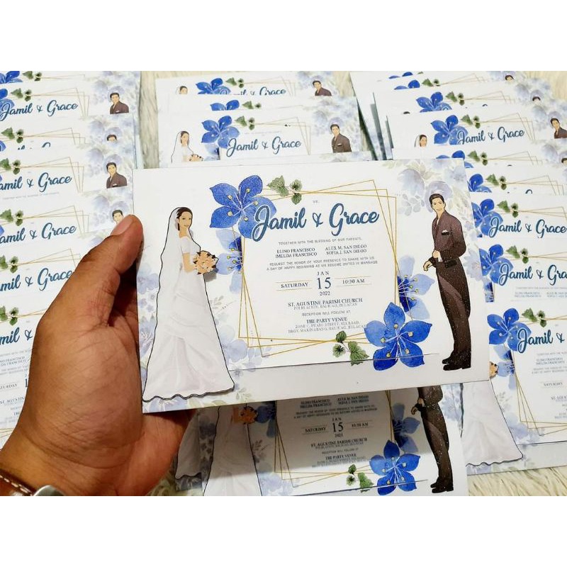 Sliding Wedding Invitation with Glitter Phototop (frontpage) | Shopee ...