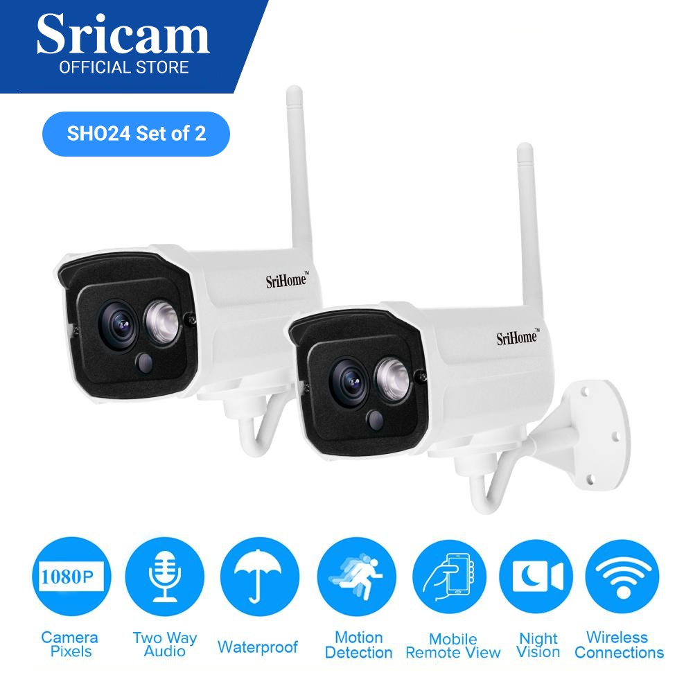 Sricam SriHome SH024 Set of 2 Wifi CCTV Outdoor IP Camera H.264 1080P ...