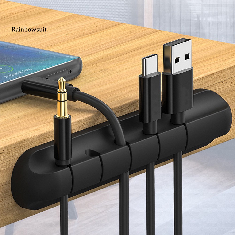 【RB】Silicone Adhesive Data Cable Charging Wire Holder Wall Desktop Cord ...