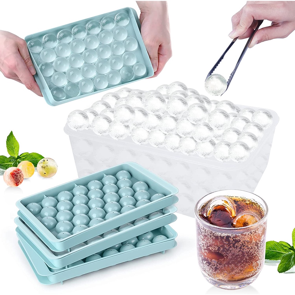 Round Ice Cube Tray with Lid Ice Ball Maker Mold for Freezer | Shopee ...