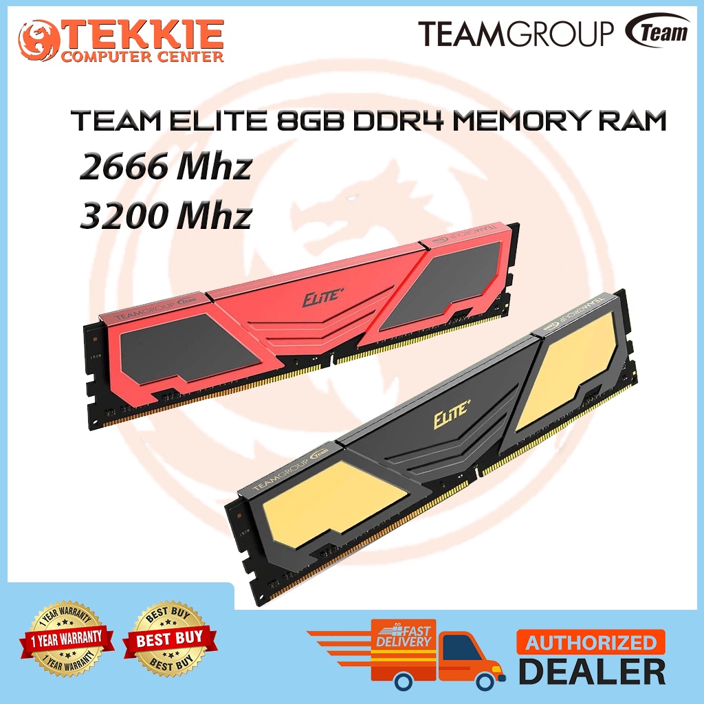 BRANDNEW! TEAM ELITE DESKTOP MEMORY 8GB RAM DDR4 2666MHz (RED/GOLD ...