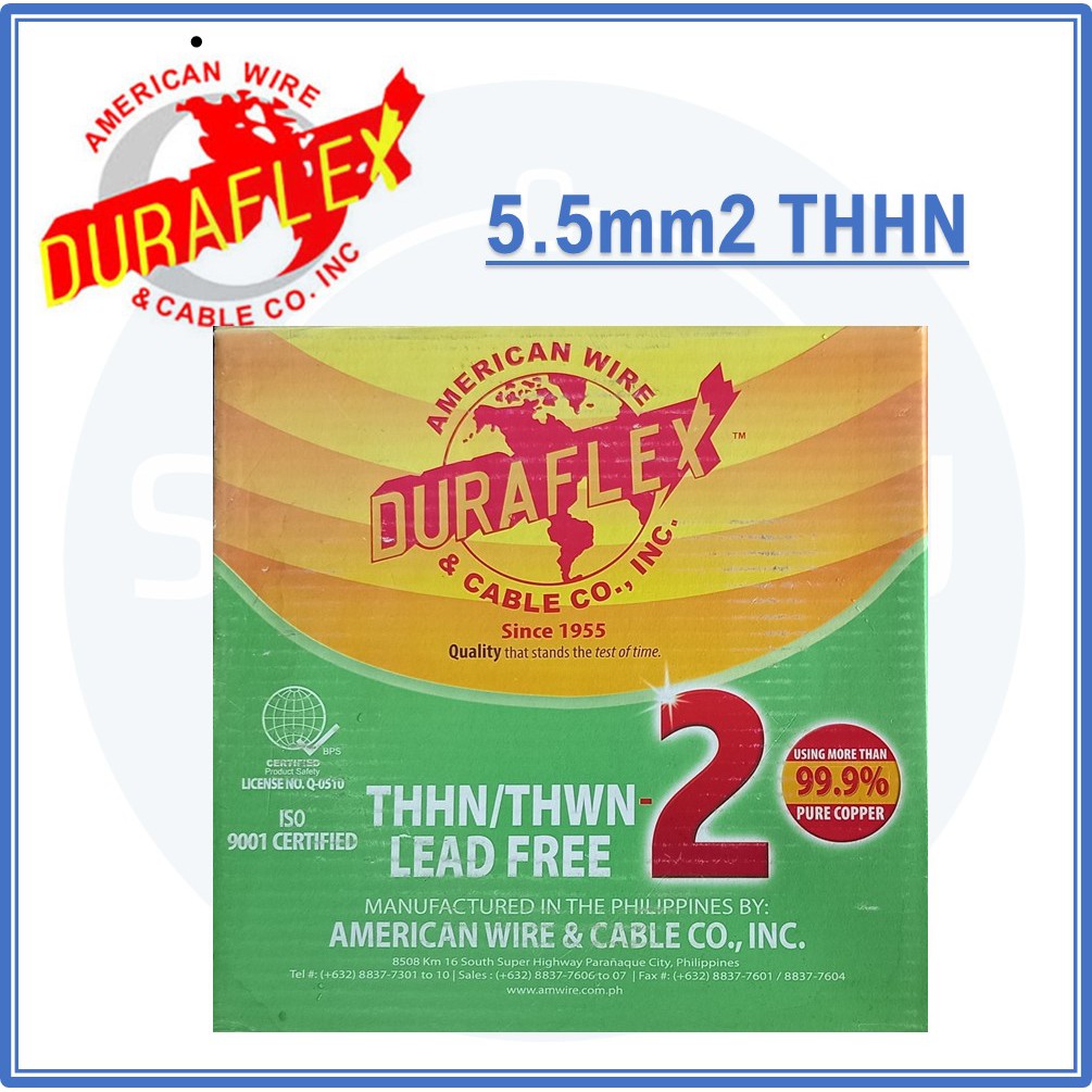 DURAFLEX THHN WIRE 5.5MM2 (150m PER BOX) | Shopee Philippines