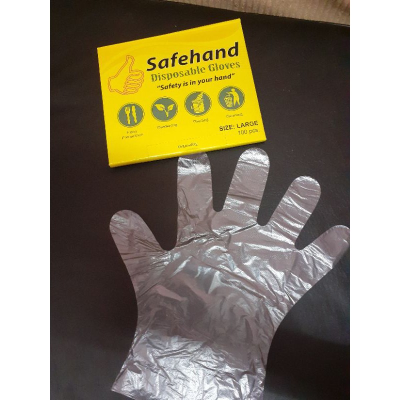 SAFEHAND Disposable Plastic Gloves 100 pcs | Shopee Philippines