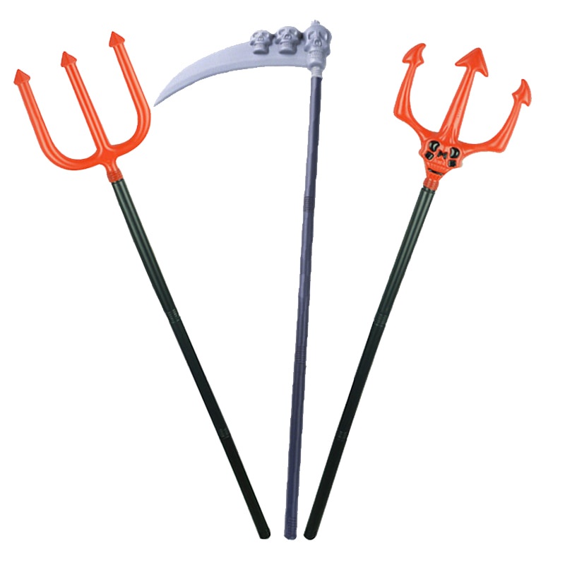 92cm Halloween Simulation Weapon axe red Trident death sickle kids ...