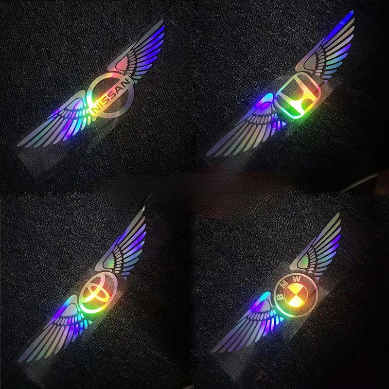 Car Angel Wings Colorful Laser Garland Decoration Car Sticker | Shopee ...