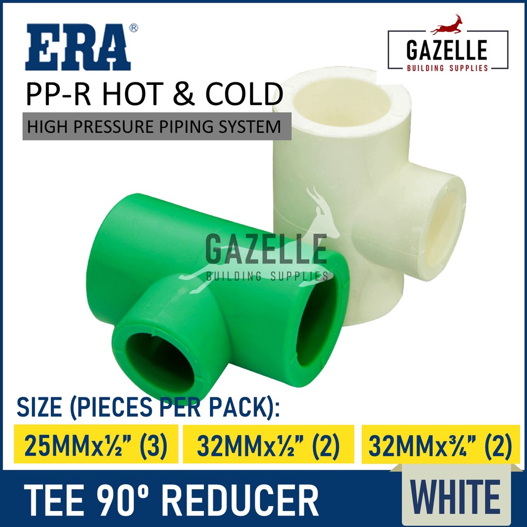 ERA PPR Fitting TEE Reducer - 25mm x 1/2" / 32mm x 1/2" / 32mm x 3/4 ...