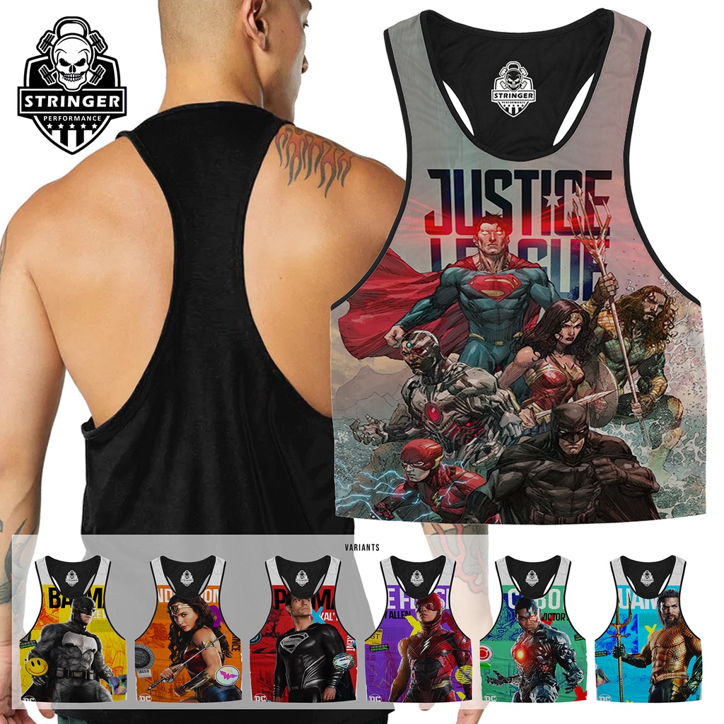 Stringer Performance Justice League Stringer Tank Top Racer Tank Gym ...
