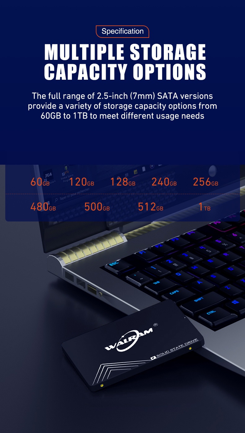 Walram SSD 120Gb 128Gb 240Gb 256Gb 500Gb 512Gb 1Tb SataIII Hard Drive ...