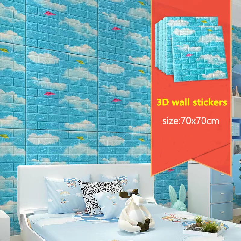Bricks Wall paper Adhesive Wall Decor Foam Design Sticker for Bedroom ...