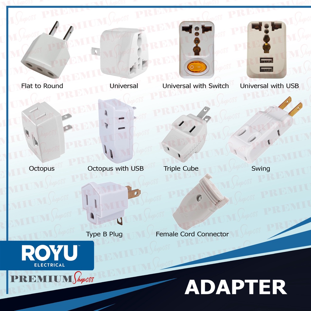 Royu Adapter Round to Flat Universal Switch USB Swing Octopus Triple ...