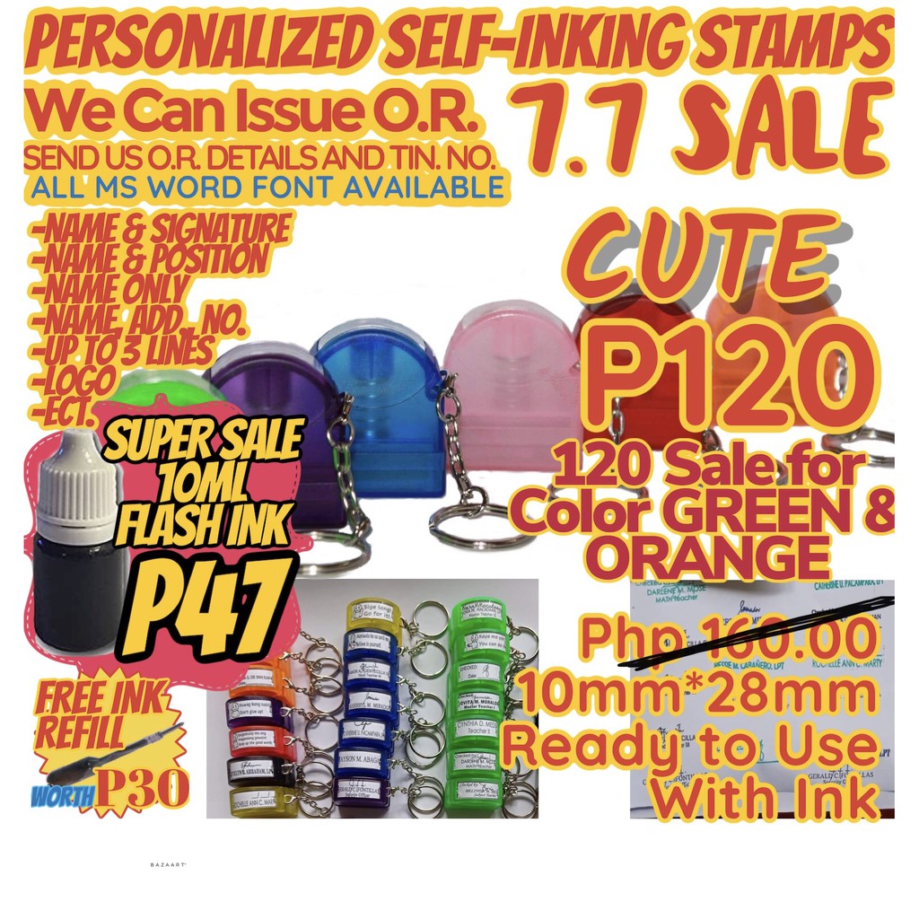 Stamp Personalized Self Inking Stamps FREE KEY CHAIN CUTE FREE INK ...