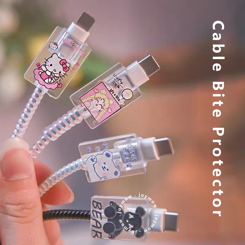 1pc Cable protector Creative Transparent Charging Cable Cover Cable ...