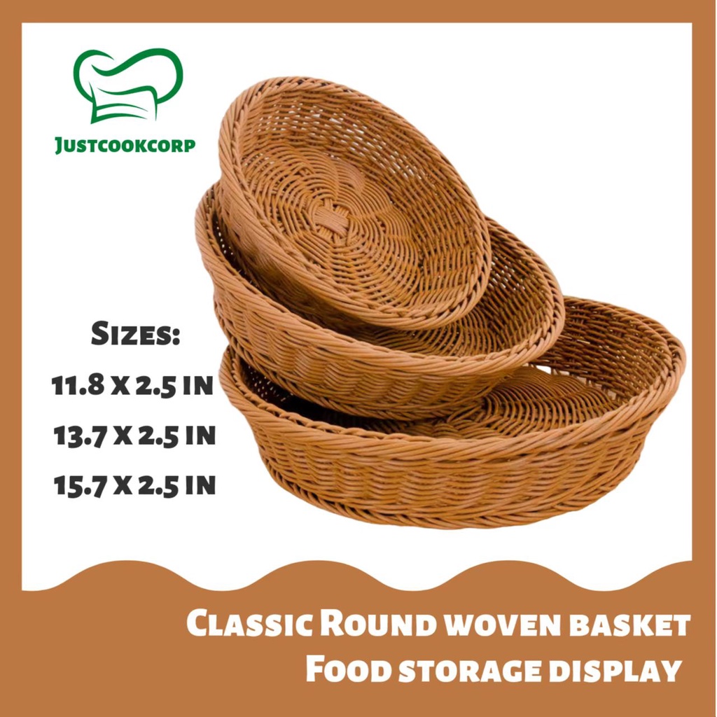 Classic Round Woven Basket Food Storage Display | Shopee Philippines