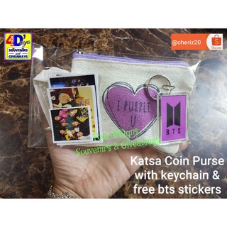 BTS katsa coin purse with keychain & free stickers | Shopee Philippines