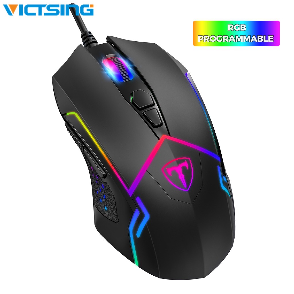 VICTSING Gaming Mouse Wired 7200 DPI 7 Programmable Buttons RGB Backlit ...