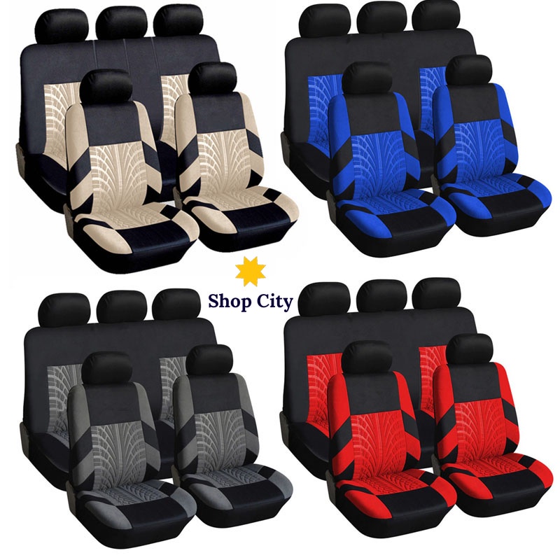 Universal Fit 9 Pcs Set Fabric Car Seat Cover For 5 Seat Car Front Seat