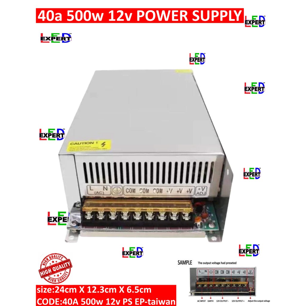 Heavy duty Power supply 500watts 40A 12v for Led Strip Lights and Led ...