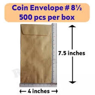 Brown Coin Envelope 500 Pcs Size No. 6.. 3.38 in. x 6 in. | Shopee ...