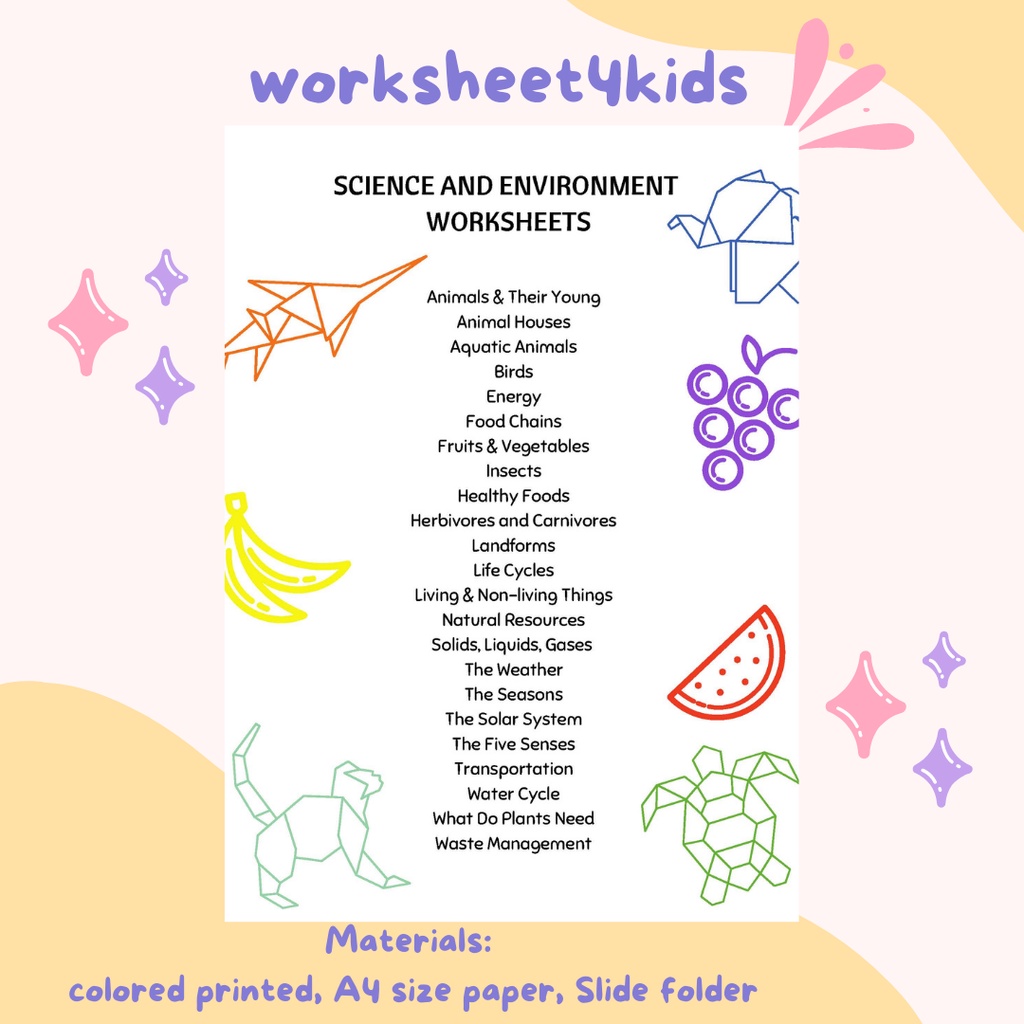 73, PAGES SCIENCE WORKBOOK FOR KINDERGARTEN (2 pages per sheet ...