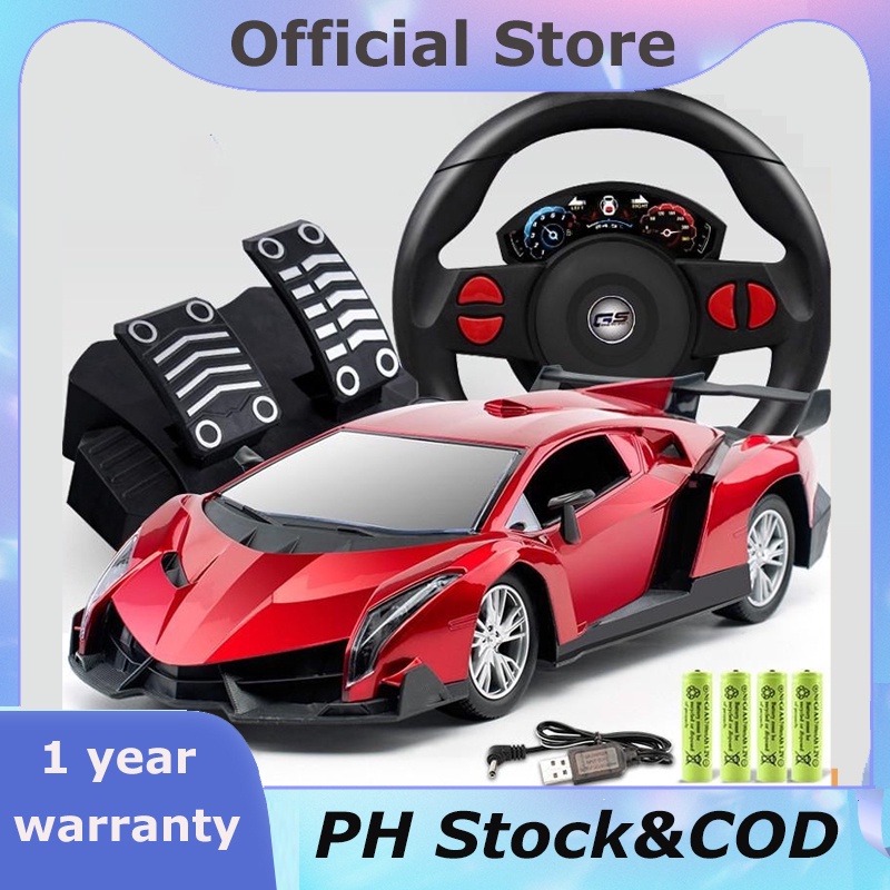 Kids Remote Control Car Racing Model Toys with Steering Wheel Gravity Induction and Foot Pedal ...