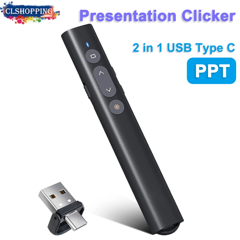 Presentation Clicker for PowerPoint presentations, 2 in 1 USB Type C ...