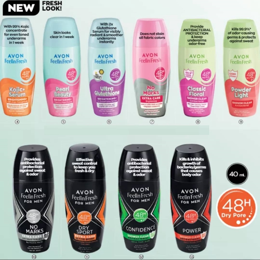 Original AVON Feelin Fresh Anti-Perspirant Roll-On Deodorant 40ml (for ...