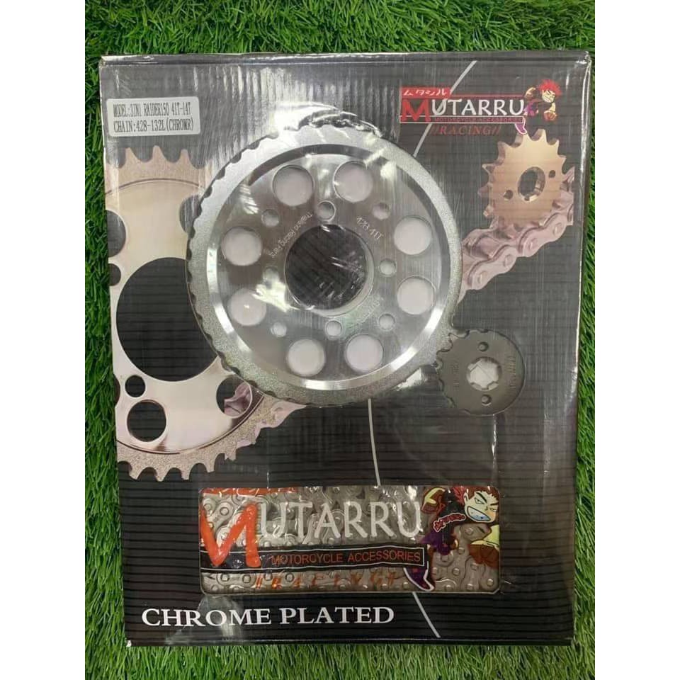 RAIDER 150 CHAIN SET fi/carb 3in1CHROME 8 HOLES MUTARRU | Shopee ...