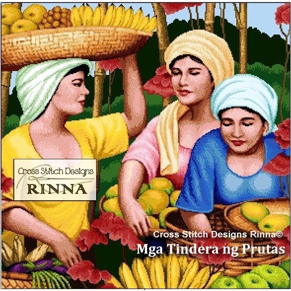 Cross Stitch PATTERN only -Mga Tindera ng Prutas -Pinoy Art Design ...
