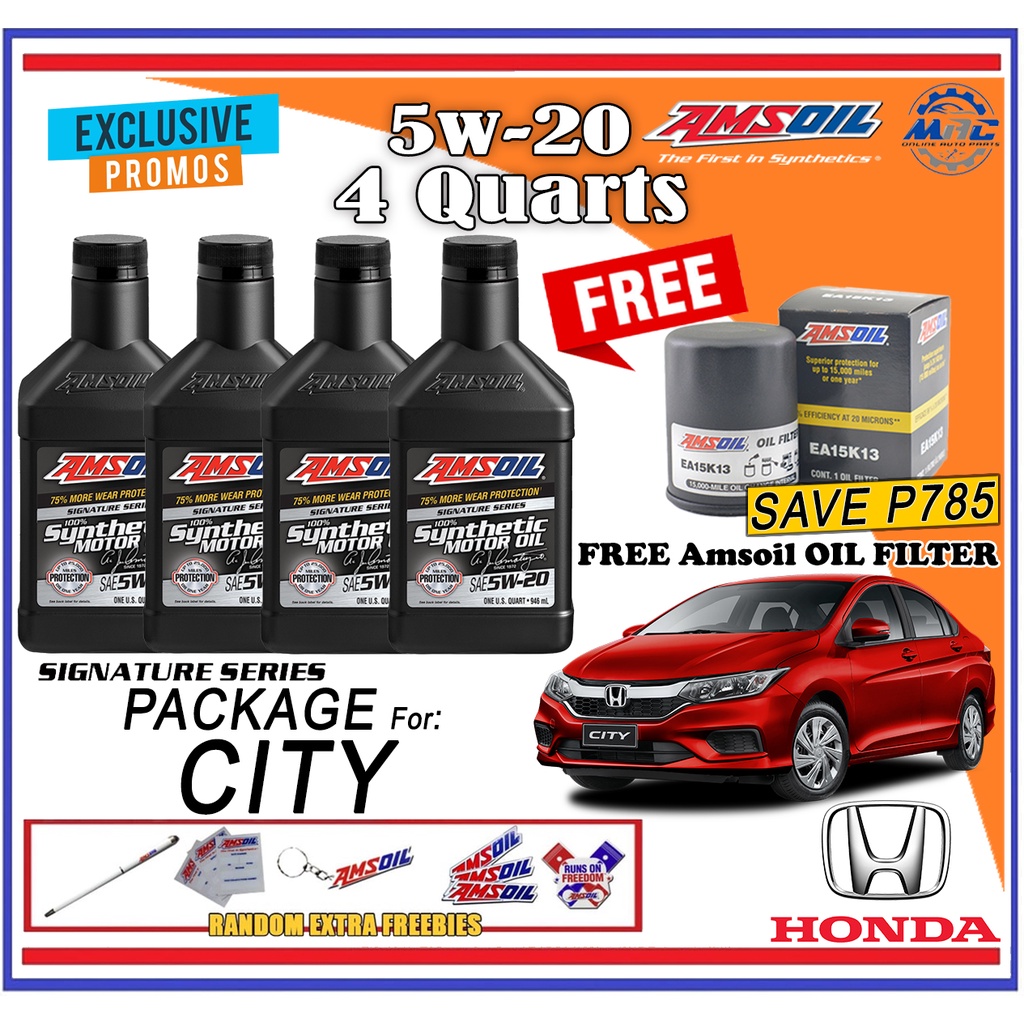 AMSOIL Signature Series 5W20 4 quarts FREE Oil Filter Package for HONDA CITY | Shopee Philippines