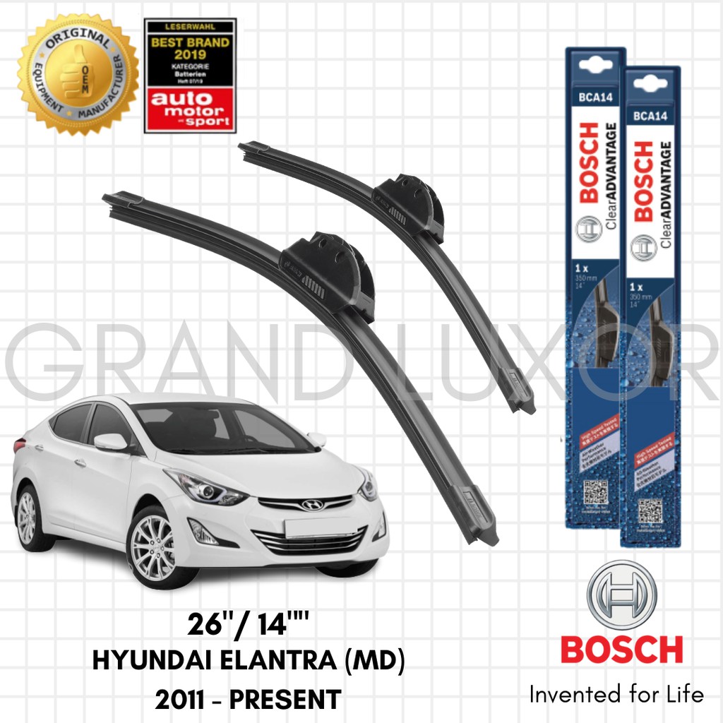 Bosch Clear Advantage Wiper Blade Set For Hyundai Elantra (Md) 2011 - Present (26 / 14 ...
