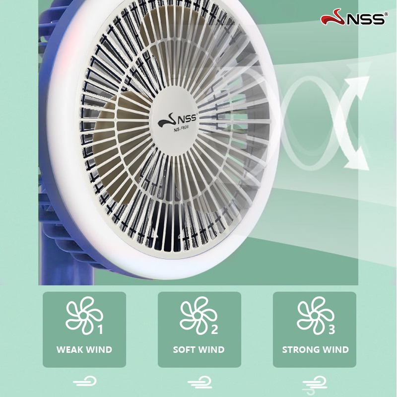 NSS Rechargeable Solar Electric Fan with Panel Desk Fan with LED light ...