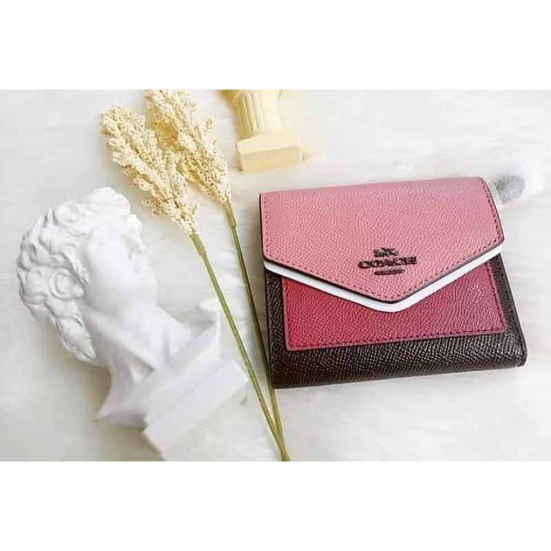 Authentic Coach Tri-Color Tri-Fold Leather Wallet..(US) | Shopee ...