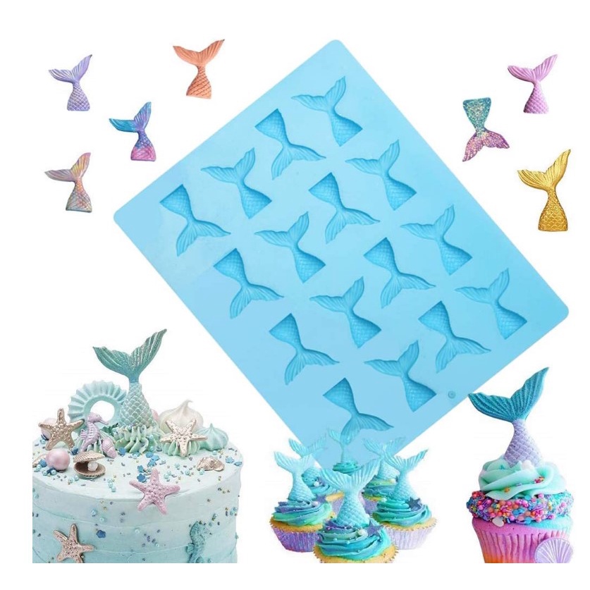 16 Cavity Gummy Mermaid Tail Mold DIY Candy Gelatin Maker Fishing Lures ...