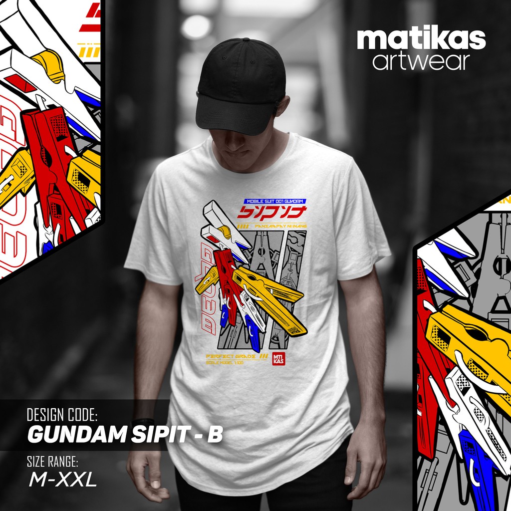 Matikas Artwear Gundam Sipit T-Shirt (White) | Shopee Philippines