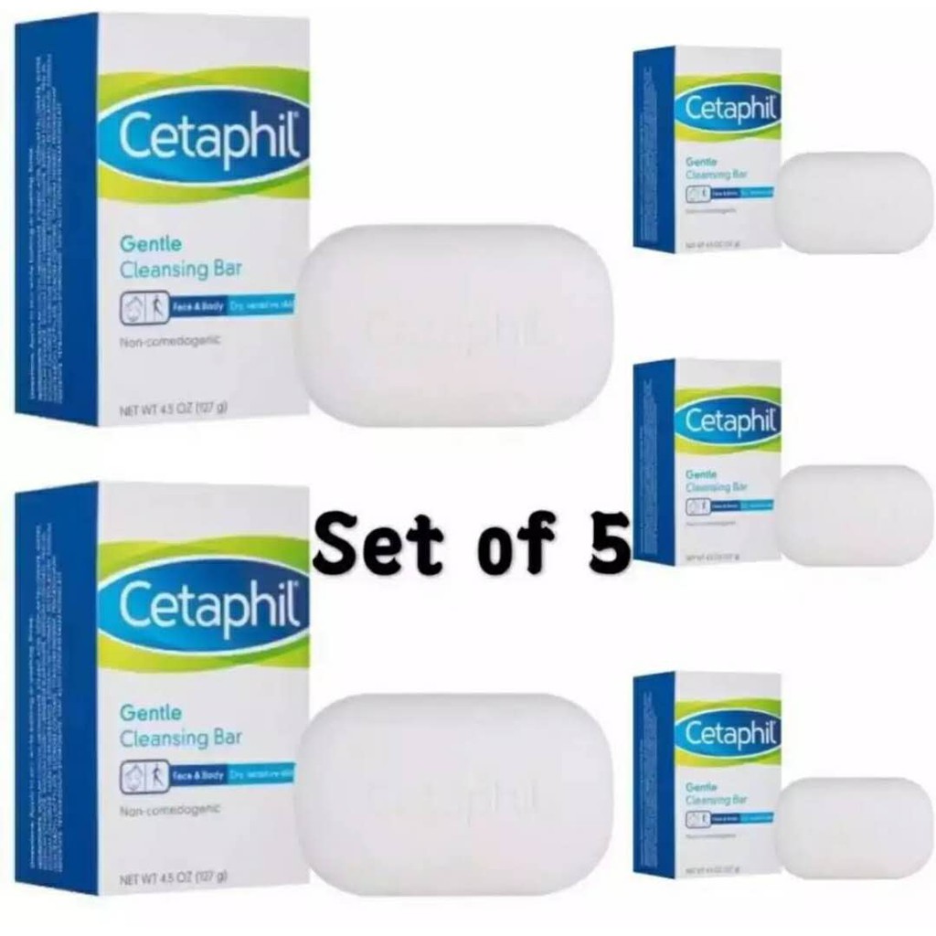Set Of 5 Cetaphil Gentle Cleansing Antibacterial Soap Bar 127g