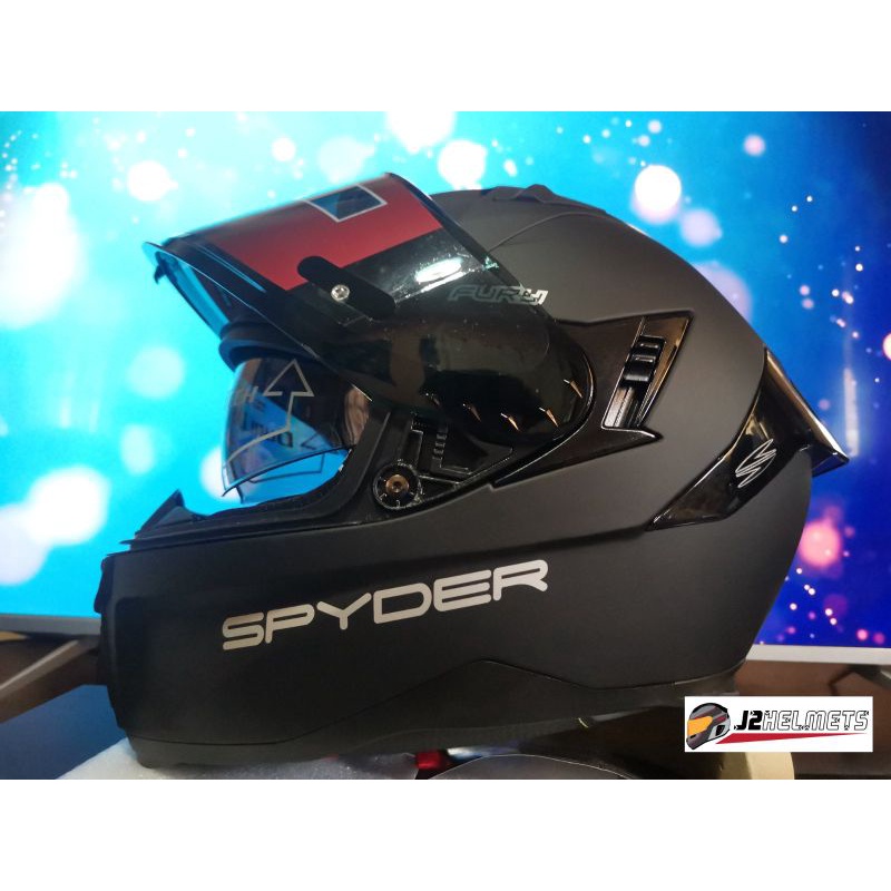 Spyder Fury Dual Visor Full Face Helmet Matte Black | Shopee Philippines