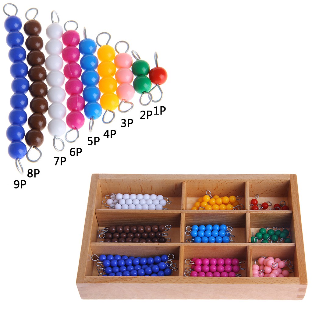 Montessori Mathematics Material 1-9 Beads Bar in Wooden Box Early ...