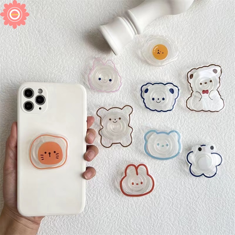 Cartoon Animal Transparent Expandable Grip Tok Universal Glossy Phone ...