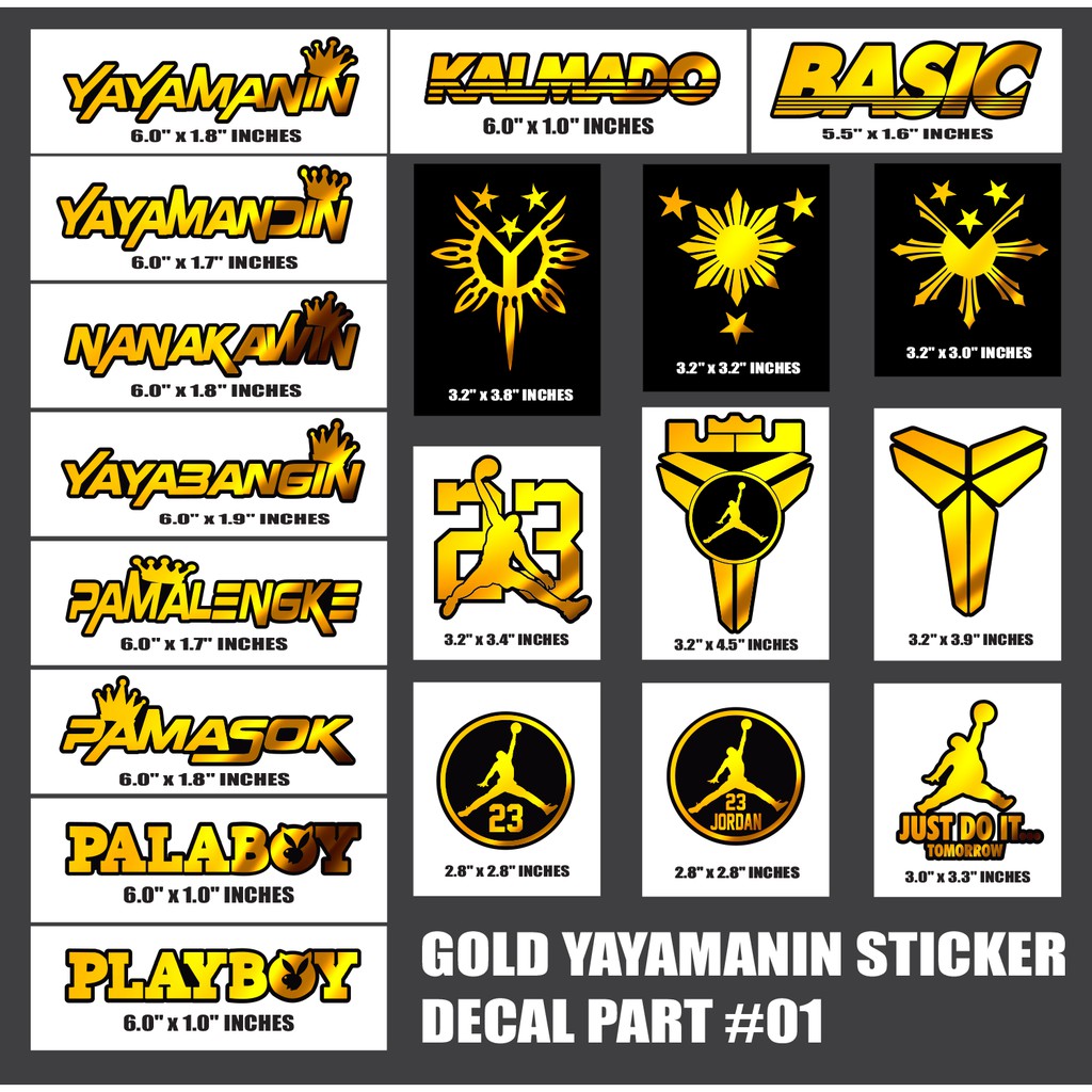 GOLD YAYAMANIN STICKER DECAL PART#01 | Shopee Philippines